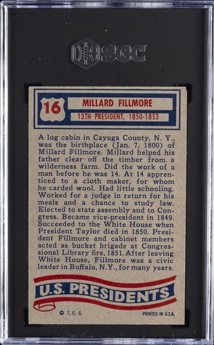 1956 TOPPS U.S. PRESIDENTS #16 MILLARD FILLMORE SGC 4 | eBay