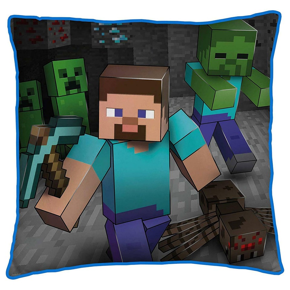 Minecraft Creeps Cushion Pre-filled Gamers Reversible Design Blue ...