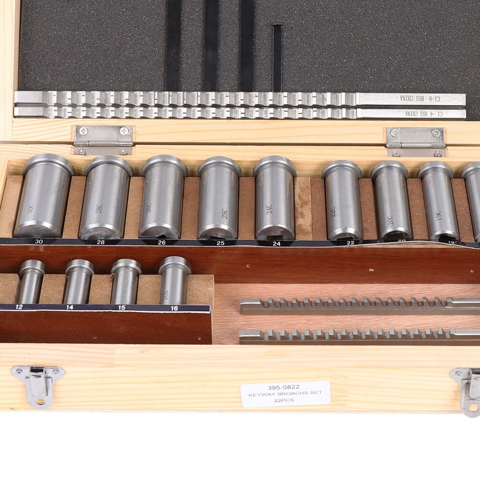 22pc Keyway Broach Collared Bushing Shim Set Metric Size Metalworking ...