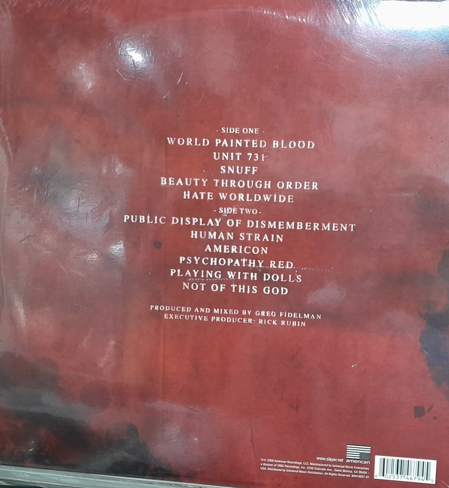 SLAYER WORLD PAINTED BLOOD CLEAR VINYL LTD NUCLEAR BLAST 2014 # 386/666 ...