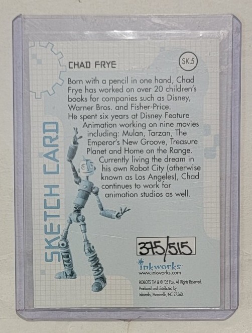 Chad Frye Inkworks Robots Movie Artist Autograph Sketch Trading Card ...