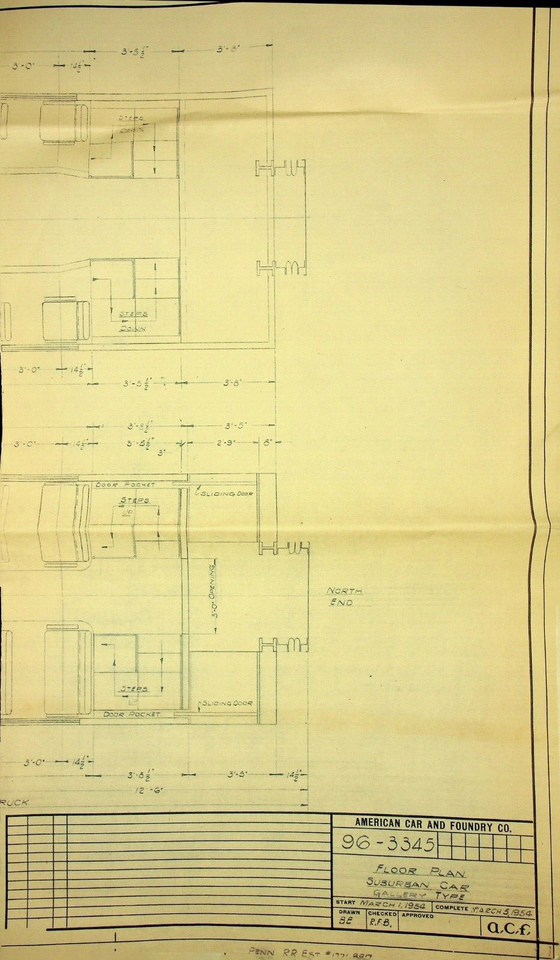 1952 + 1954 AMERICAN CAR AND FOUNDRY BLUEPRINTS SUBURBAN COACH GALLERY ...