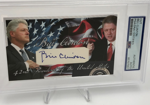 President BILL CLINTON AUTO Signed CUT AUTOGRAPH Custom Card PSA ...