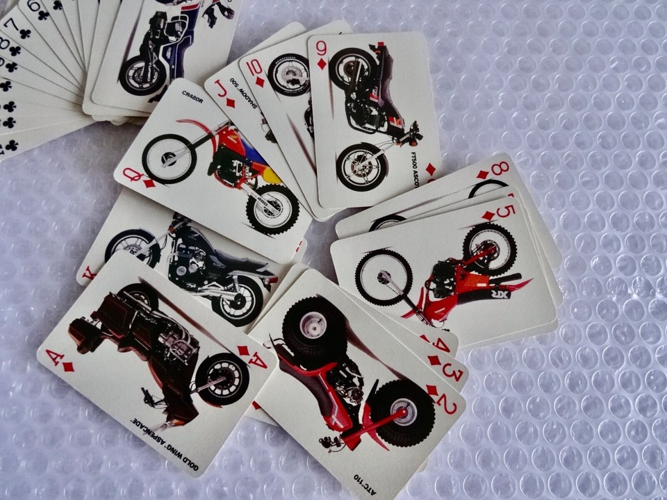 hONDA FOLLOW THE LEADER PLAYING CARDS GOLDWING EMBLEM DOUBLE PINBACK ...