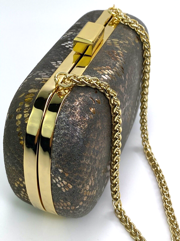 Inge Christopher Multi Metallic Boa Print Leather Minaudiere Evening ...