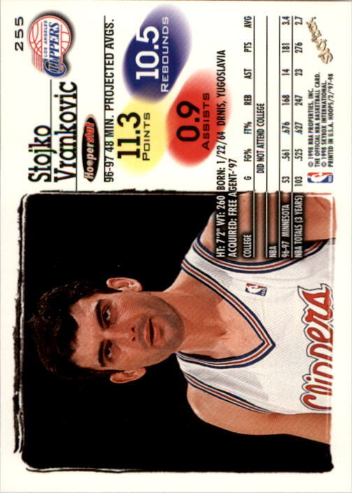 1997-98 Hoops Los Angeles Clippers Basketball Card #255 Stojko ...