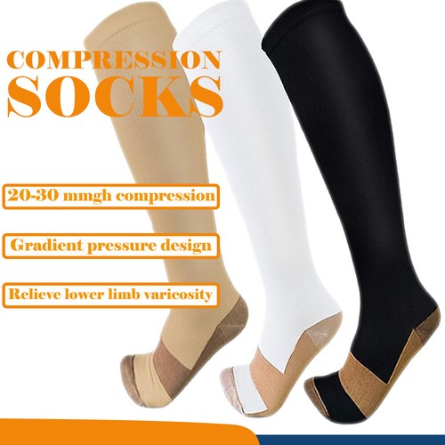 Copper Compression socks Comfort Anti Fatigue Stockings Unisex Relieve ...