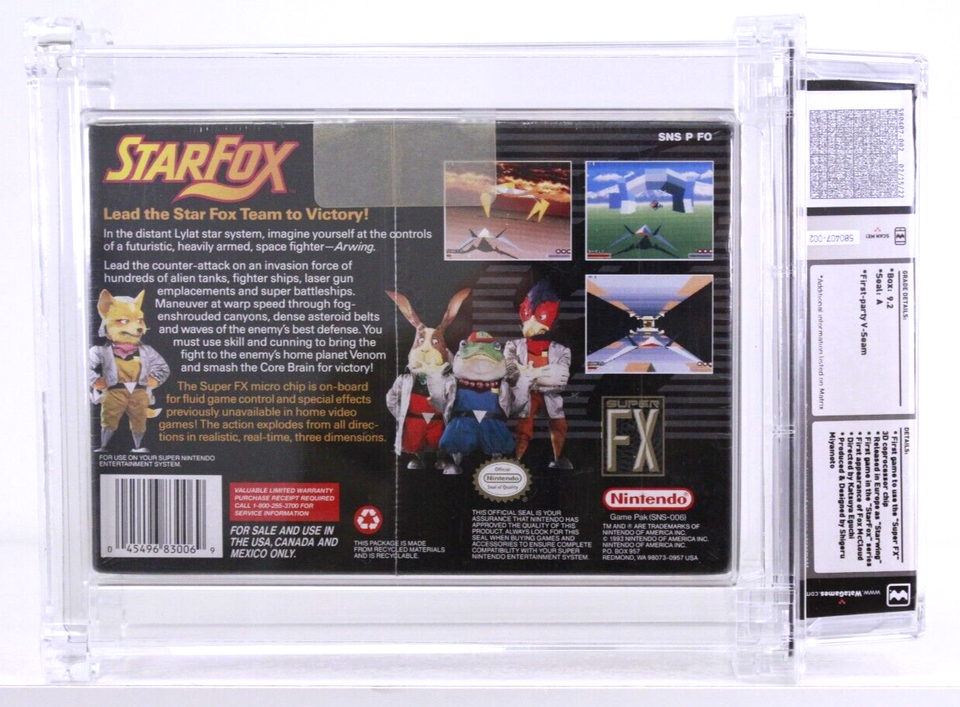 Star Fox New Super Nintendo 1993 Factory Sealed SNES WATA 9.2 A V-Seam ...