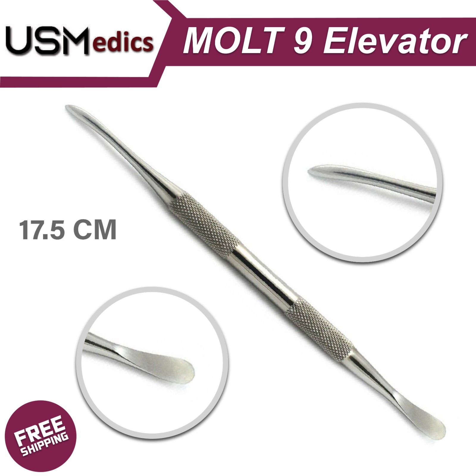 Surgical Periosteal Elevator Molt 9 Titanium Coated Lab Instruments ...