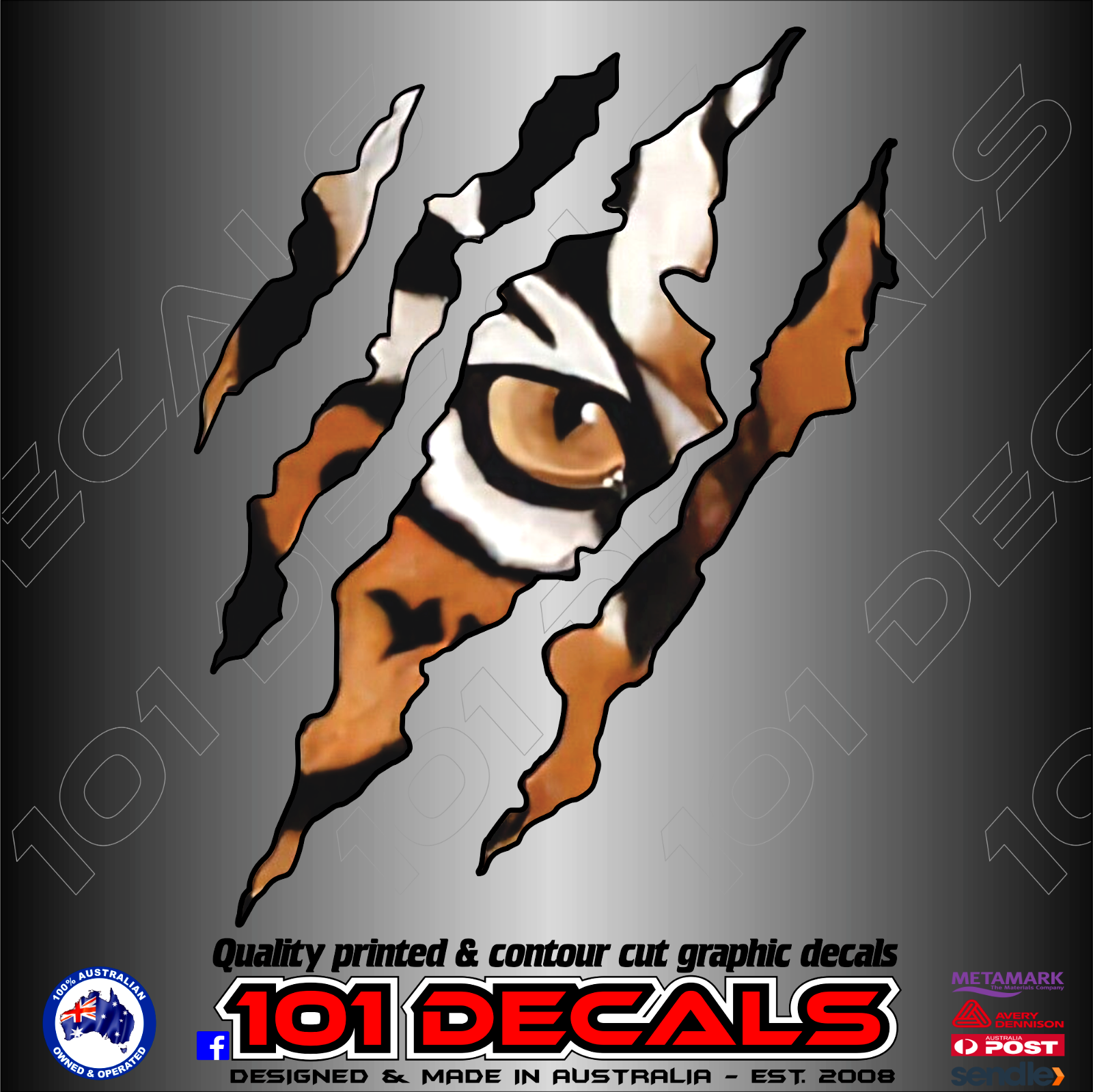 45cm Tiger eyes scratch claw marks decal sticker set for car, caravan ...