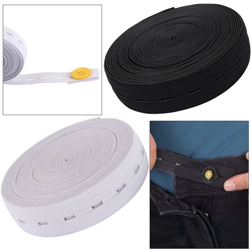 Button Hole Buttonhole Elastic Woven Band Black / White Flat Elastic ...