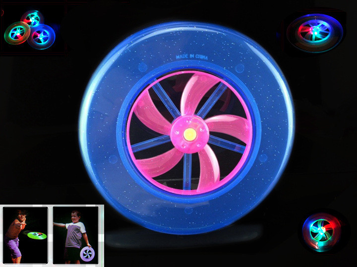 LARGE 23cm LED GLOW IN DARK LIGHT UP FRISBEE FLYING SAUCER DISC OUTDOOR ...
