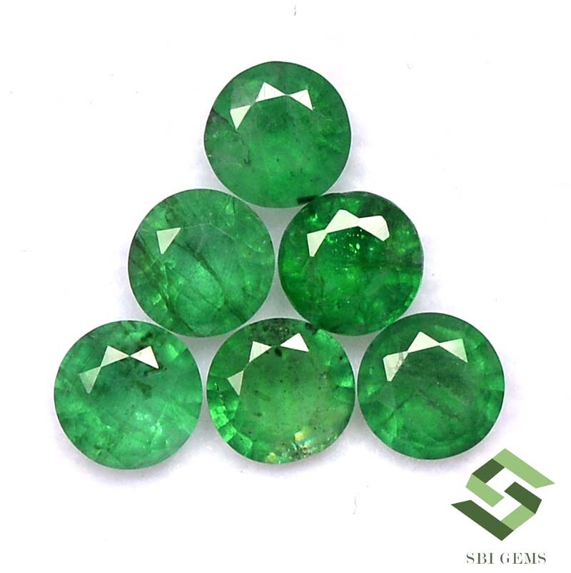 2.48 CTS Natural Emerald Round Cut 5 mm Lot 06 Pcs Calibrated Loose ...