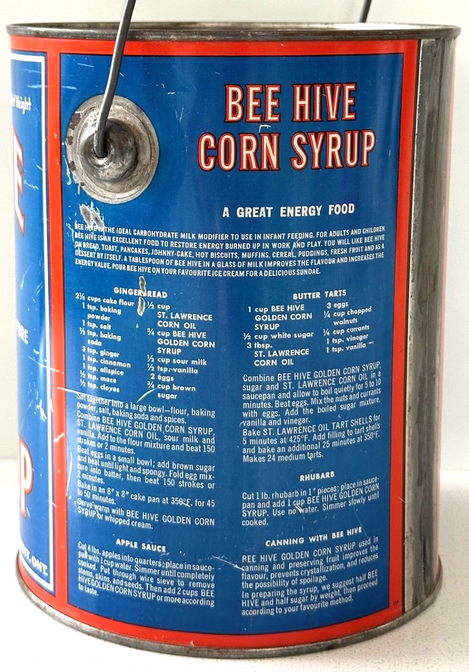 Vintage 1950s Bee Hive Golden Corn Syrup 10 lb Tin Pail – No Lid, Rust ...