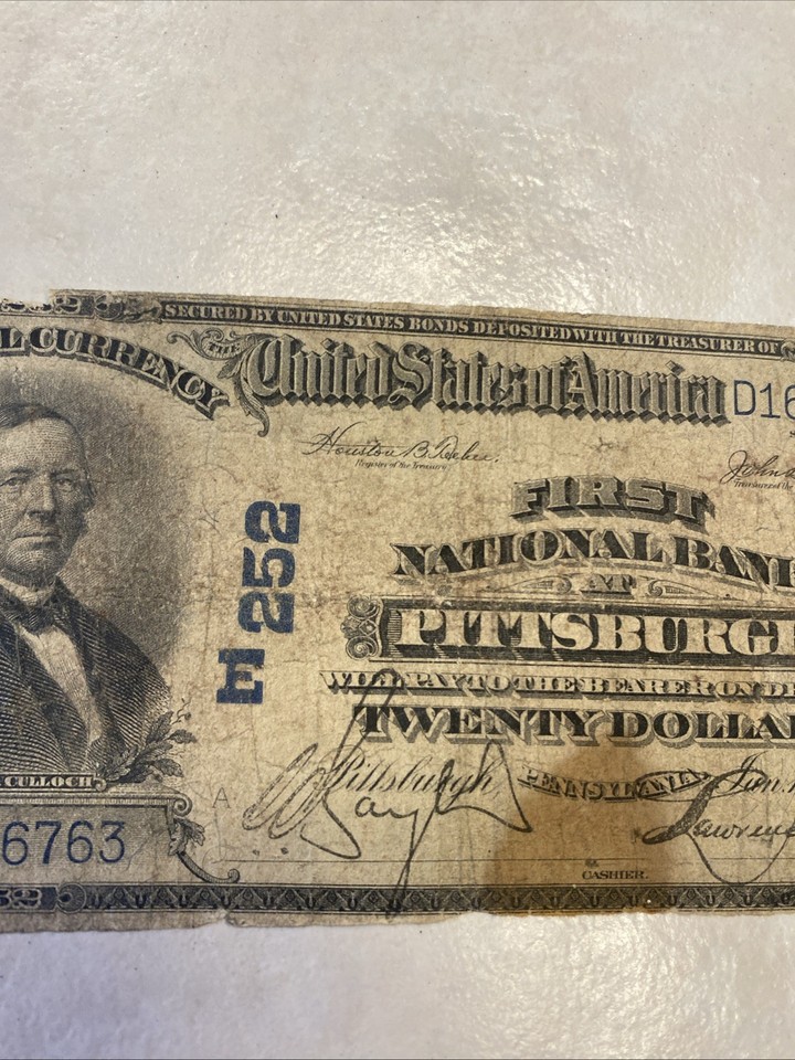 1902 $20 Note First National Bank of PITTSBURGH National Currency #252 ...