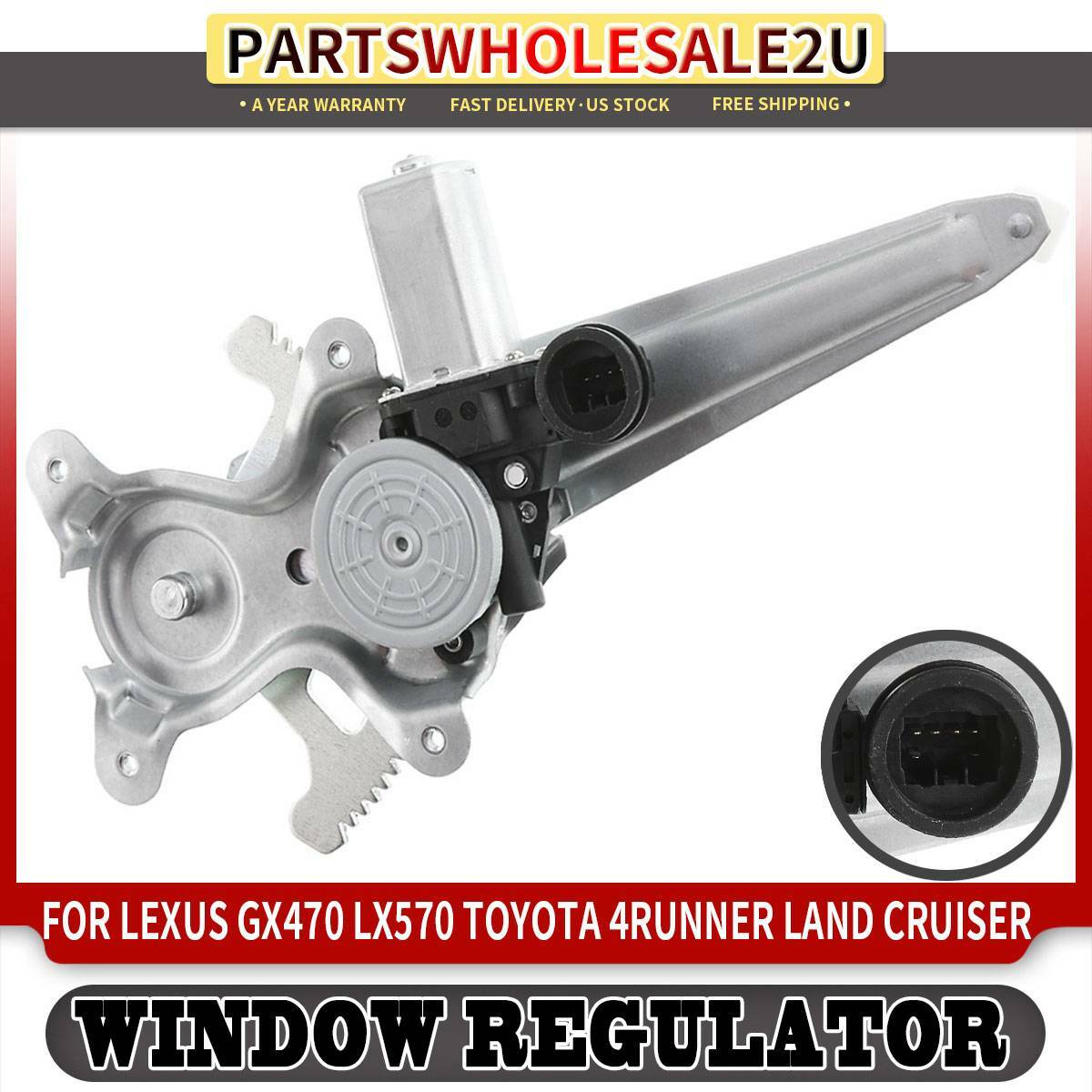 Rear Right Window Regulator w/ Motor for Toyota 4Runner 03-09 Land ...