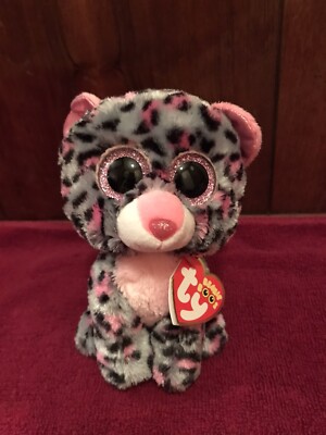 Ty Beanie Boo - TASHA the Pink & Grey Leopard (6 Inch) NEW - MINT with ...