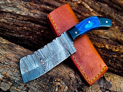 SHARD®™ CUSTOM HAND FORGED Damascus Steel EDC Cleaver Mini Neck Knife W ...