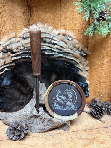 Double Sided Glass over lasered Purple Slate Friction Pot Turkey Call ...