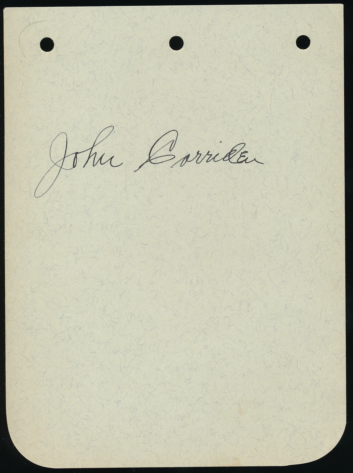 JOHN "RED" CORRIDEN (1910-1915 Cubs, Tigers) -Autograph album page (d ...