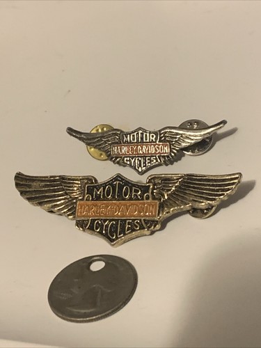 Vintage Harley Davidson Shield And Wings Pins (2) Motorcycle Pin | eBay