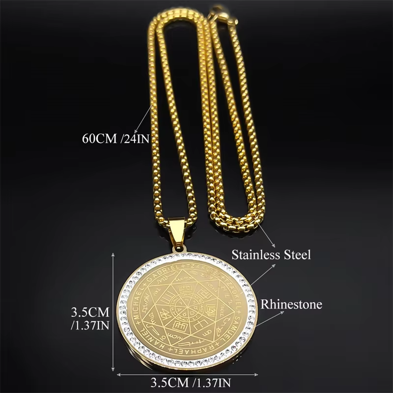 Medal of the Seven Archangels Angel Necklace for Women Men Stainless ...