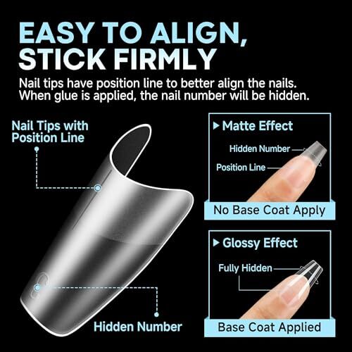 Medium Coffin Gel Nail Tips Pre-buff Full Matte 504pcs Medium Coffin ...