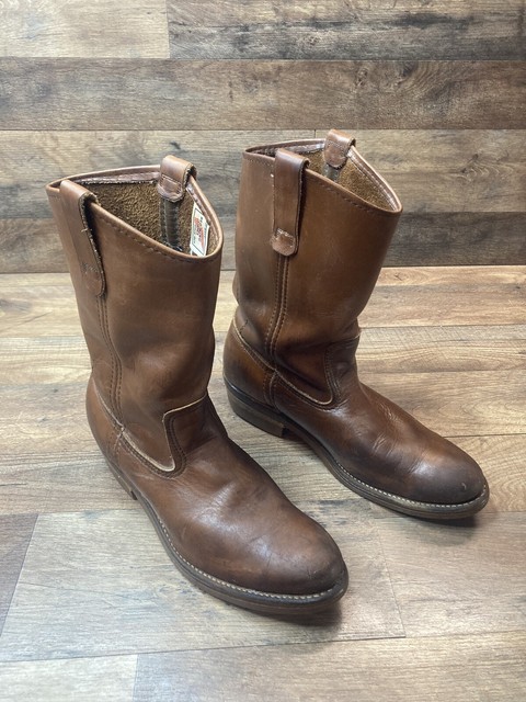 Red Wing Pecos Nailseat 1155 Brown Leather Pull on Roper Work BOOTS 9ee ...