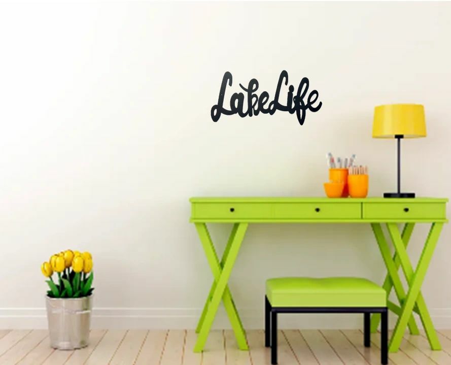 Lake Life -in Cursive- Black Metal Sign - Lake Decor Indoor Outdoor ...