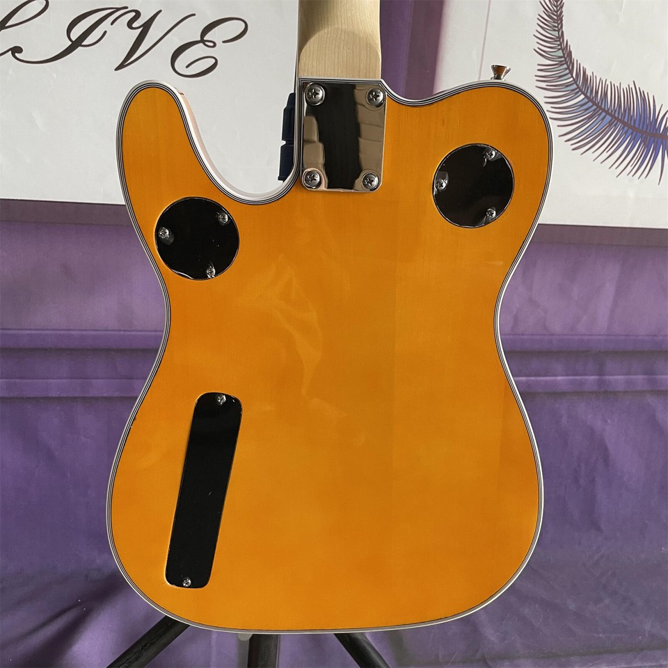 6 String TL Electric Guitar Yellow Quilted Maple Top Maple Neck Semi ...
