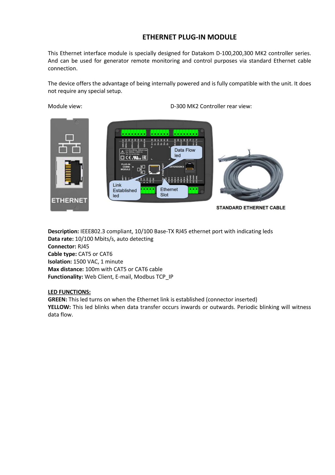 DATAKOM Ethernet PLUG-IN Module for D-100,200,300 MK2 Controllers | eBay