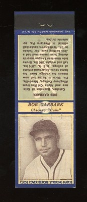 1937 Diamond Matchbooks Cubs U3-2 Baseball #11 Bob Garbark VG/EX | eBay
