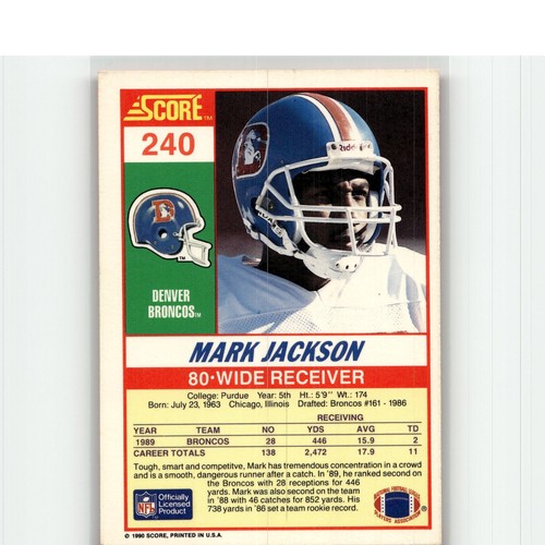 1990 Score Mark Jackson Denver Broncos #240 | eBay