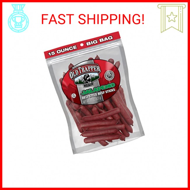 Old Trapper Deli-Style Beef Sticks, Jalapeño Flavor, 15-Ounce Package ...