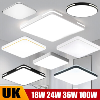 Modern Square LED Ceiling Light Bathroom Bedroom Kitchen Lamp Panel ...