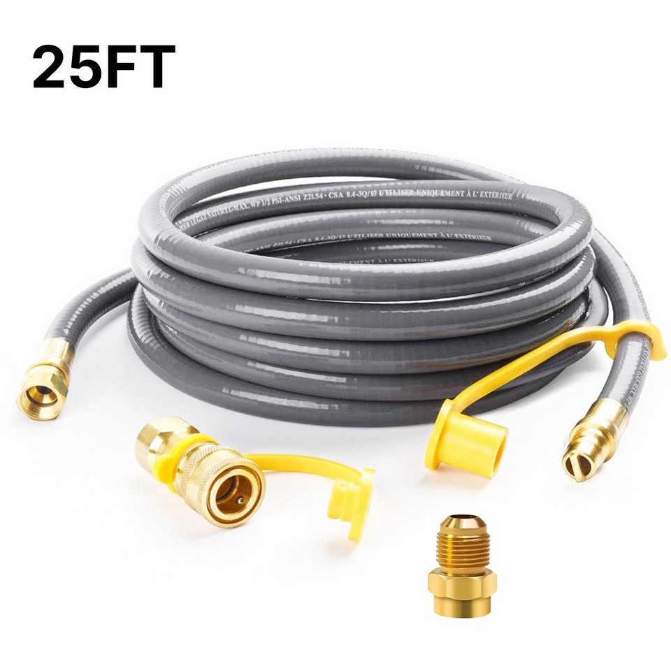 15/25/36/48 FT Natural Gas Hose 1/2" Low Pressure Gas Hose 3/8 ...
