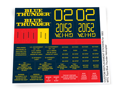 CUSTOM REPLACEMENT STICKERS for MTC Toys Blue Thunder Helicopter ...