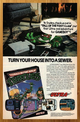 1989 Teenage Mutant Ninja Turtles NES Vintage Print Ad/Poster Official ...