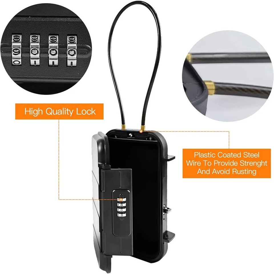 Portable Security Money Box Fire Proof Lock Safe Storage Cash Gun ...