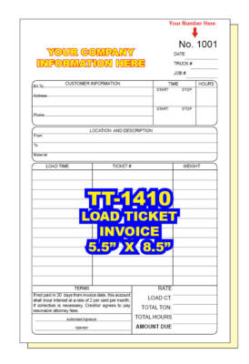 TRUCKING COMPANY LOAD TICKET INVOICE 2 or 3 Part Carbonless | eBay