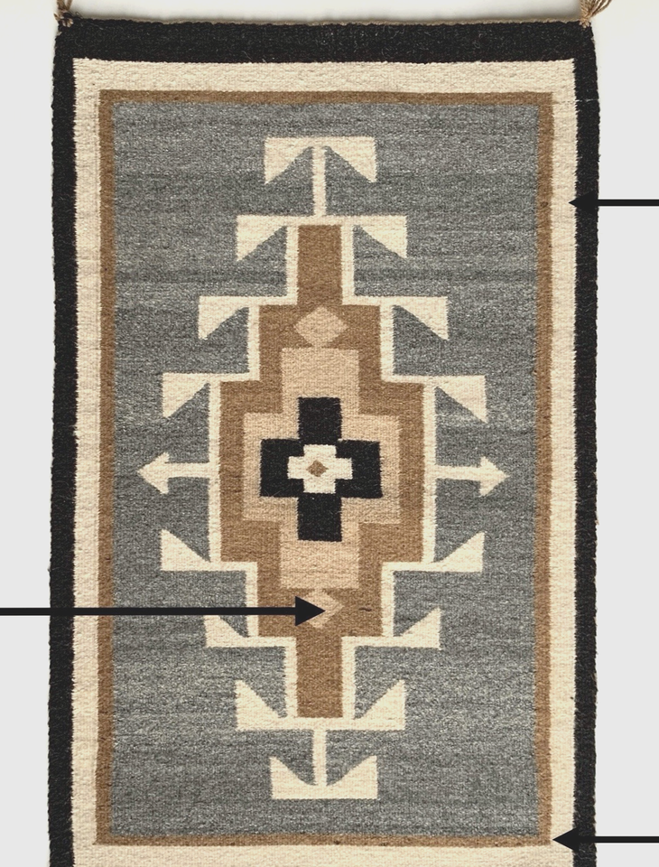 Navajo Two Grey Hills Rug w/ Spirit Line Fine Weave Geometric 15 x 25 ...