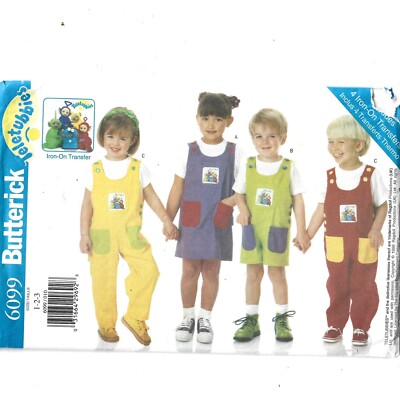 Vintage Butterick Pattern 6099,Size 1-3,Teletubbies,Jumper,Romper ...