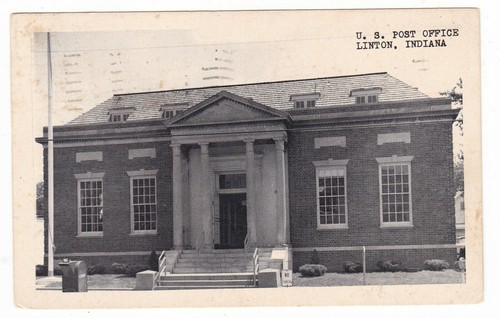 1965 LINTON INDIANA U S POST OFFICE VINTAE POSTCARD IN CORWIN CAIN ...