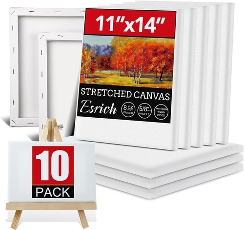 ESRICH Stretched Canvas for Painting 11x14 Inch, 10 10PACK 11X14IN ...