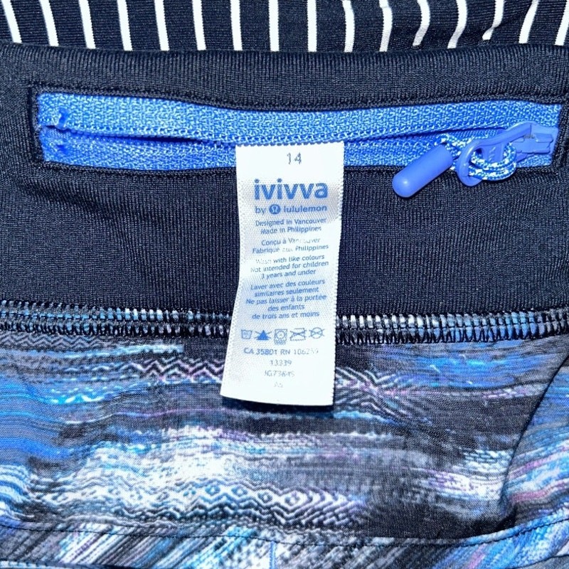NWOT Lululemon Kids Ivivva Run / Speed Shorts Blue, Black Abstract ...