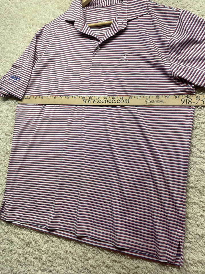 Rhoback Polo Golf Performance Shirt Mens L Red White Blue Stripe Flag ...