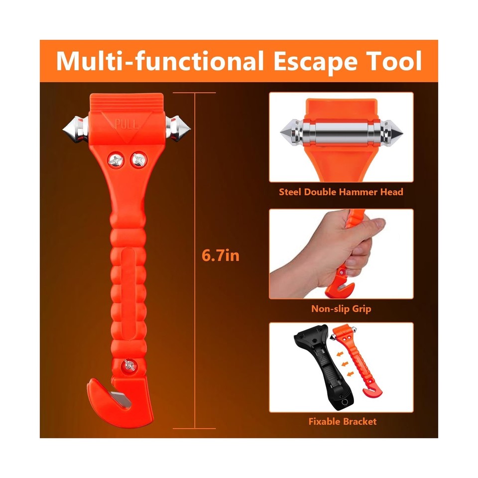 Car Window Breaker Hammer and Seat Belt Cutter 2-in-1, Emergency Escape ...