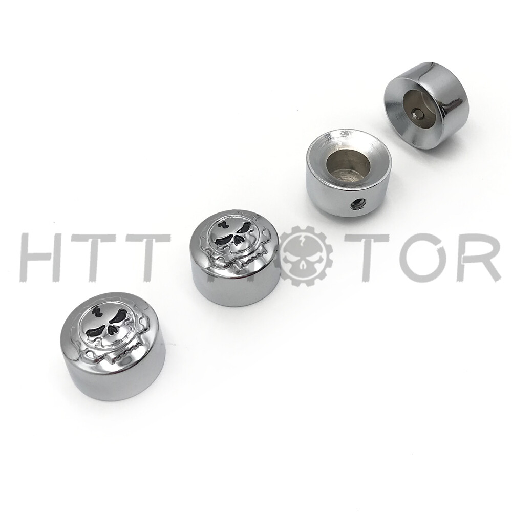 4PCs Chrome Gear Skull Bolts Toppers Caps Fit Harley Dyna Softail Road ...