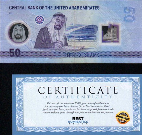 United Arab Emirates 50 Dirhams 2021 P-New Commemorative Polymer Circ ...