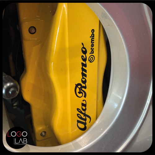 KIT 2 ADESIVI ALFA ROMEO BREMBO neri per pinze freno Giulietta Mito ...